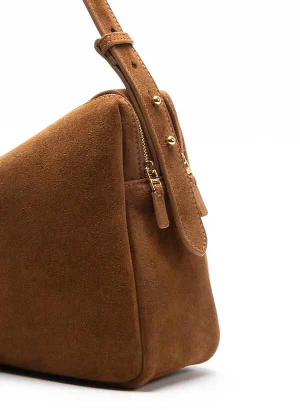 ELLEME Trousse Large Suede Shoulder Bag - Cognac