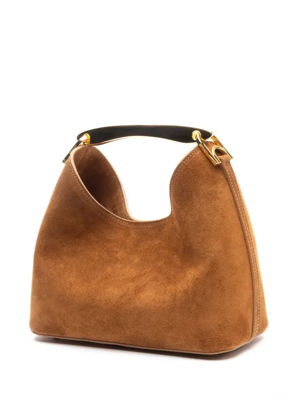 ELLEME Boomerang Large Suede Shoulder Bag - Cognac