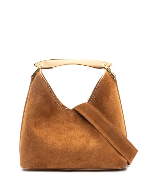 ELLEME Boomerang Large Suede Shoulder Bag - Cognac