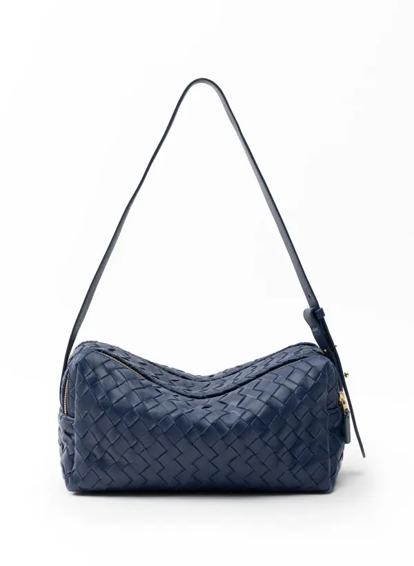 ELLEME Trousse Woven Leather Bag - Navy