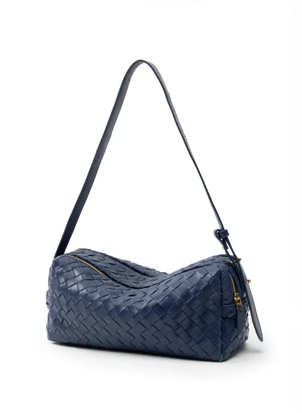 ELLEME Trousse Woven Leather Bag - Navy