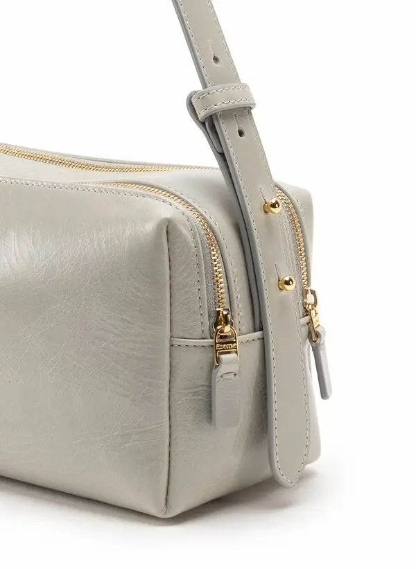 ELLEME Trousse Vintage Leather Bag - Cemento