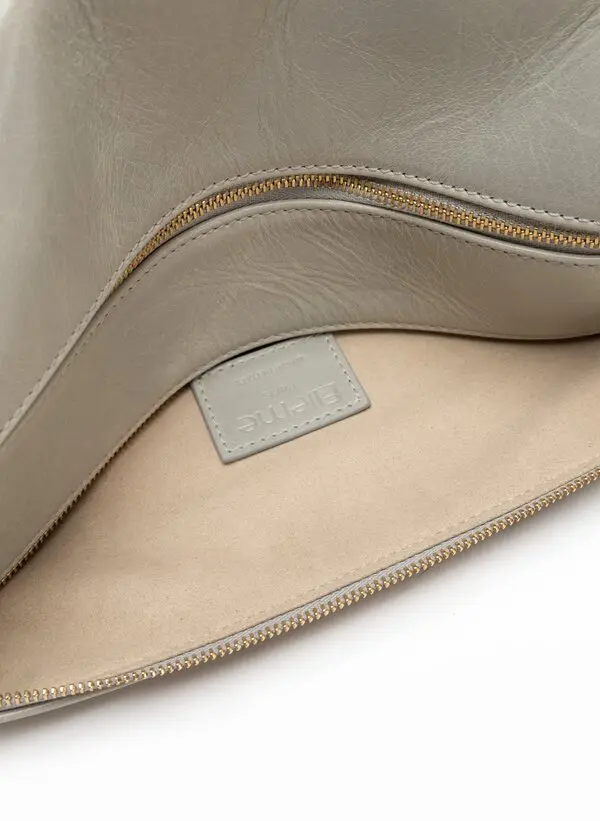 ELLEME Trousse Vintage Leather Bag - Cemento