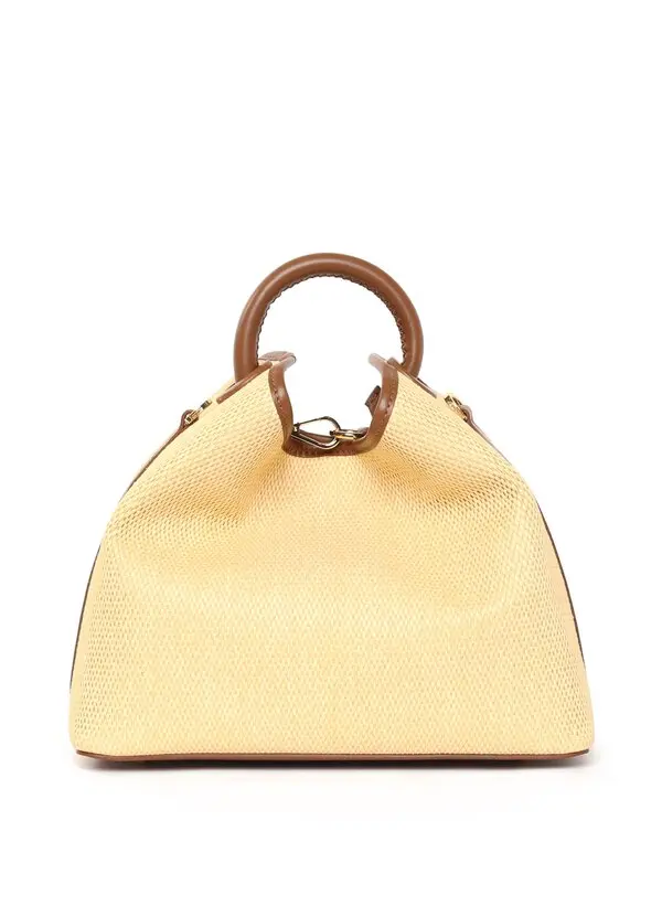 ELLEME Raisin Raffia And Leather Handbag - Beige