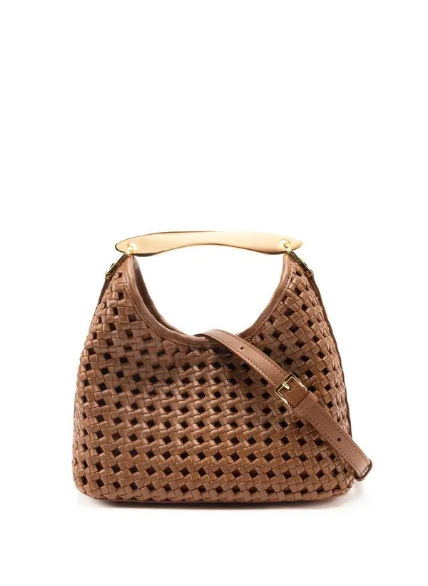 ELLEME Small Boomerang Woven Leather Top Handle Bag