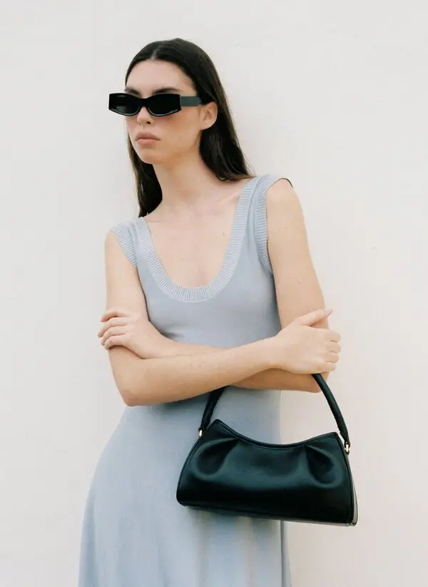 ELLEME Dimple Leather Top Handle Bag - Black