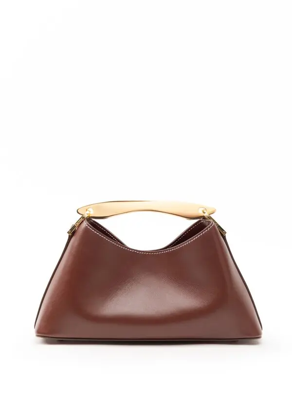 ELLEME Mini Boomerang Leather Handbag With Metal Handle - Russet