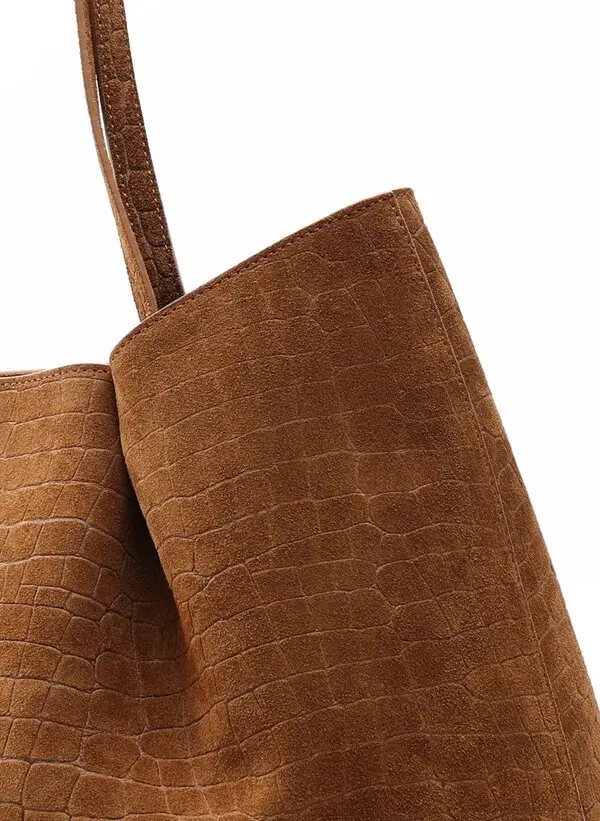 ELLEME Dimple Tote Croco Suede - Cognac