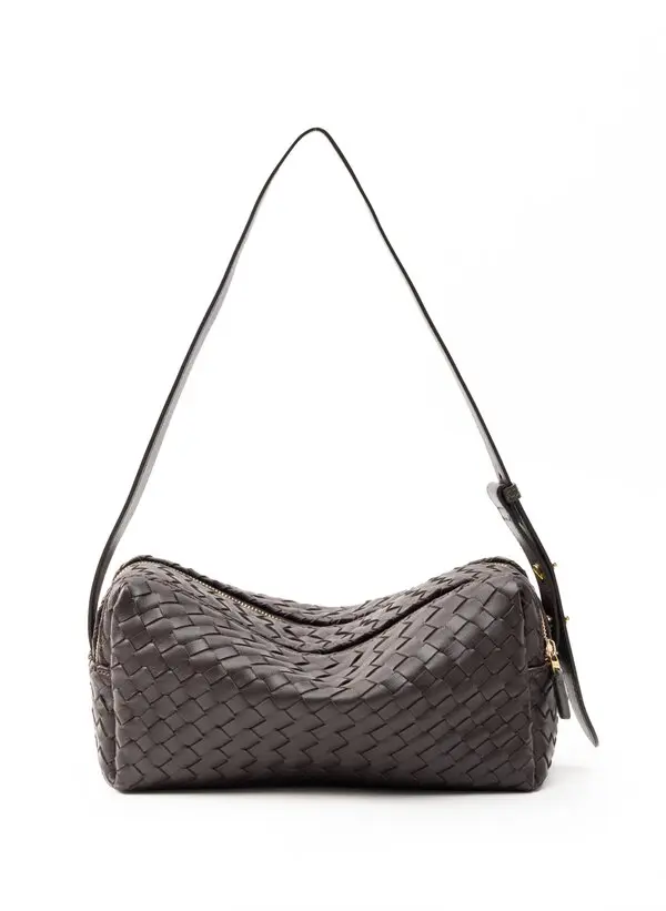 ELLEME Trousse Woven Leather Bag - Dark Brown