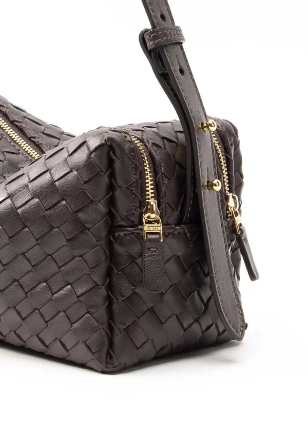 ELLEME Trousse Woven Leather Bag - Dark Brown