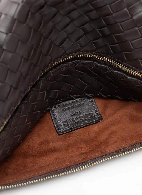 ELLEME Trousse Woven Leather Bag - Dark Brown