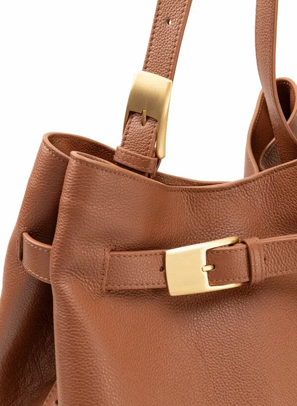 ELLEME Soft Tote Belt Bag Pebbled Leather - Cognac