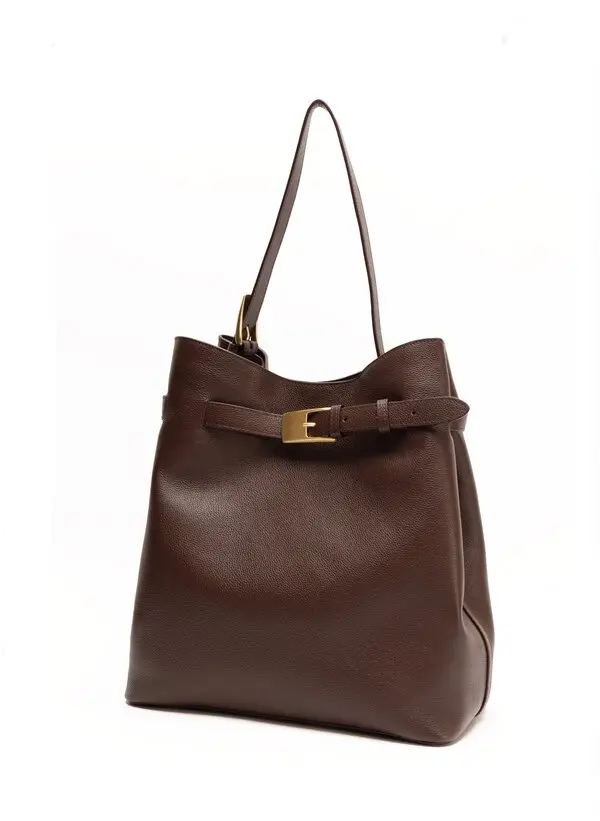 ELLEME Belt Bag In Pebbled Leather - Dark Brown