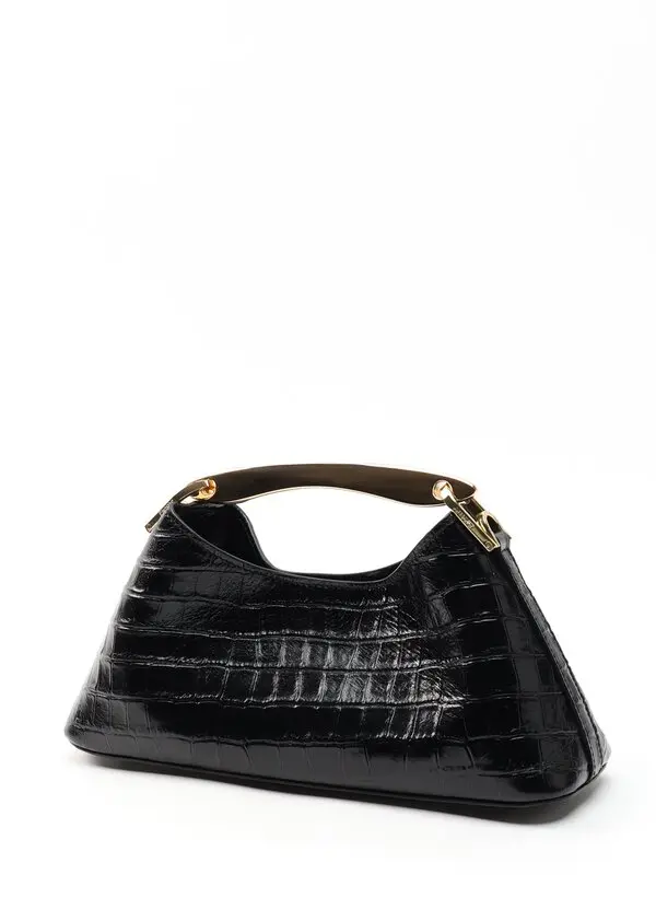 ELLEME Mini Boomerang Croco Embossed Leather - Black