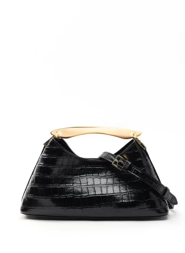 ELLEME Mini Boomerang Croco Embossed Leather - Black