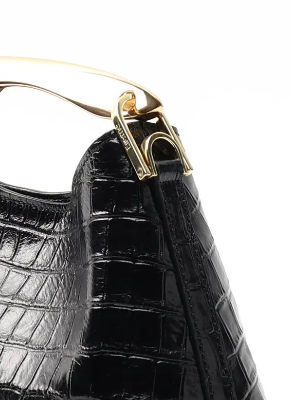 ELLEME Mini Boomerang Croco Embossed Leather - Black