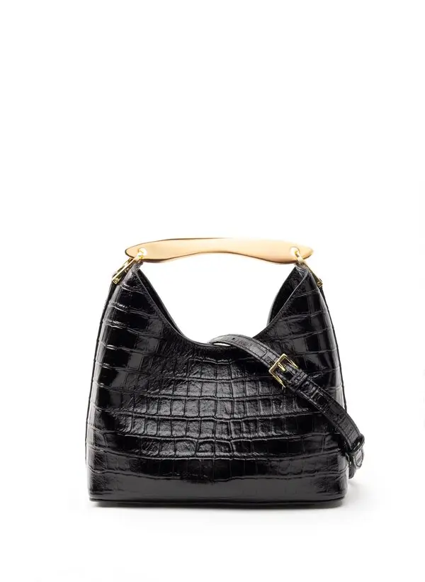 ELLEME Small Boomerang Croco Embossed Leather - Black