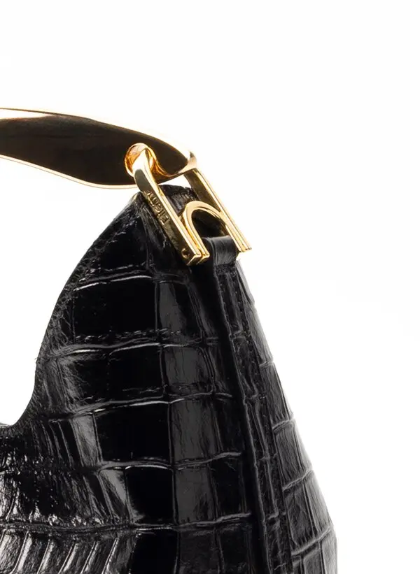 ELLEME Small Boomerang Croco Embossed Leather - Black