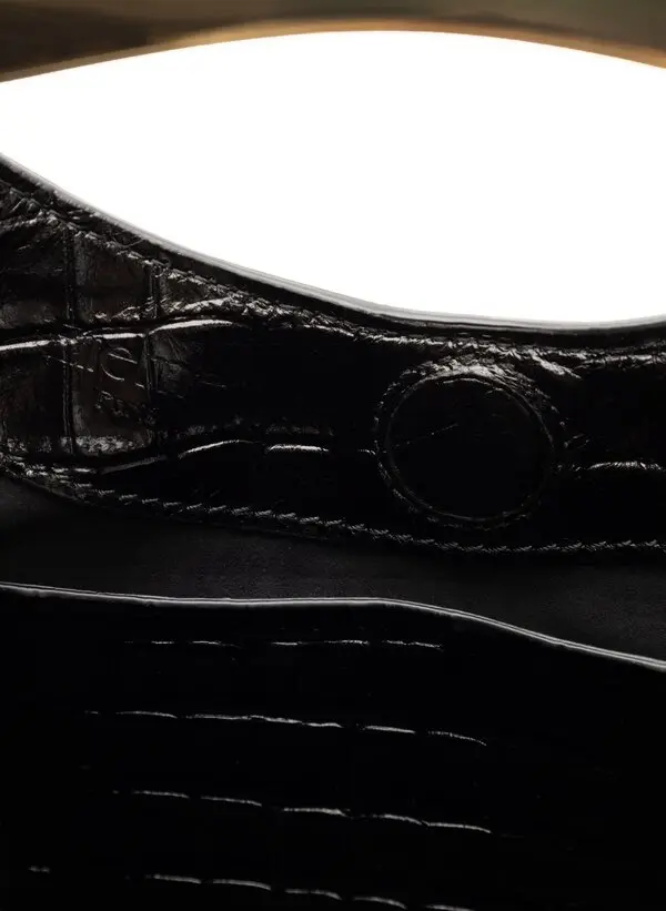 ELLEME Small Boomerang Croco Embossed Leather - Black