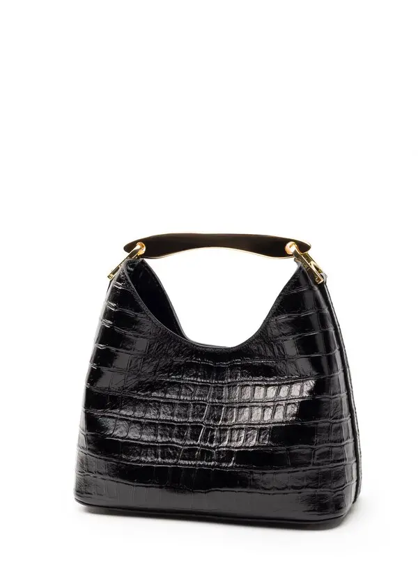 ELLEME Small Boomerang Croco Embossed Leather - Black