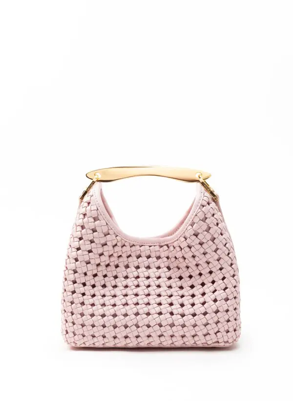 ELLEME Small Boomerang Woven Leather Handbag - Pink