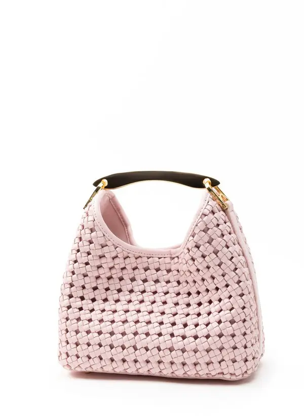 ELLEME Small Boomerang Woven Leather Handbag - Pink