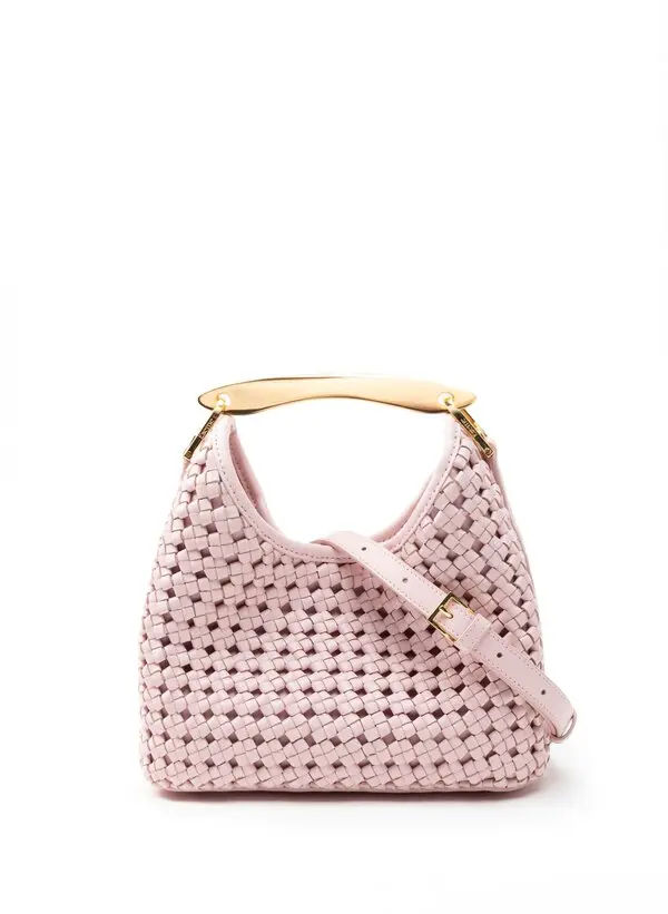 ELLEME Small Boomerang Woven Leather Handbag - Pink