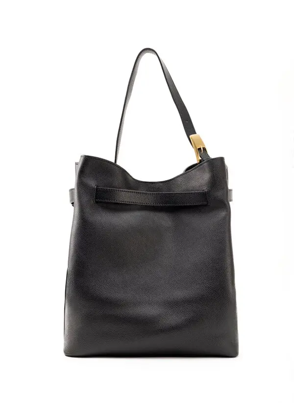 ELLEME Tote Bag Pebbled Leather With Gold-plated Hardware - Black