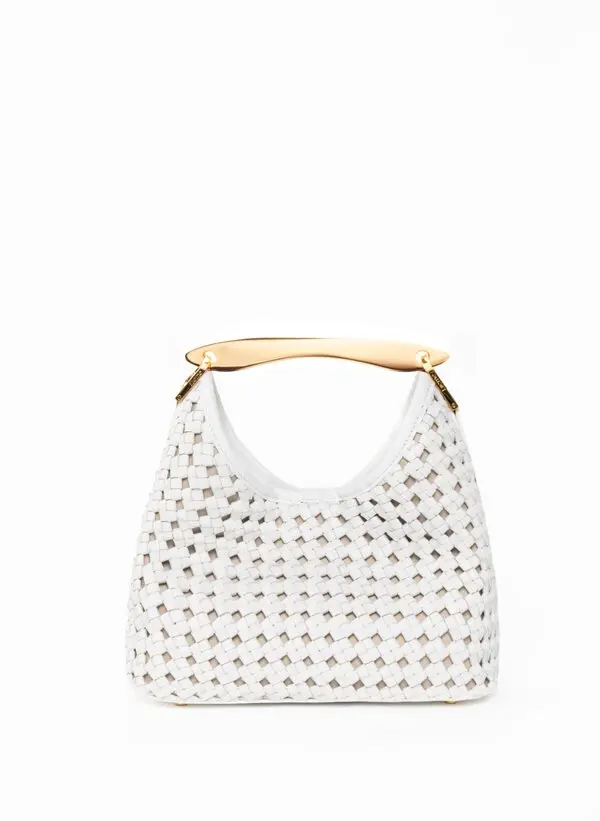 ELLEME Boomerang Small Woven Leather Bag - White