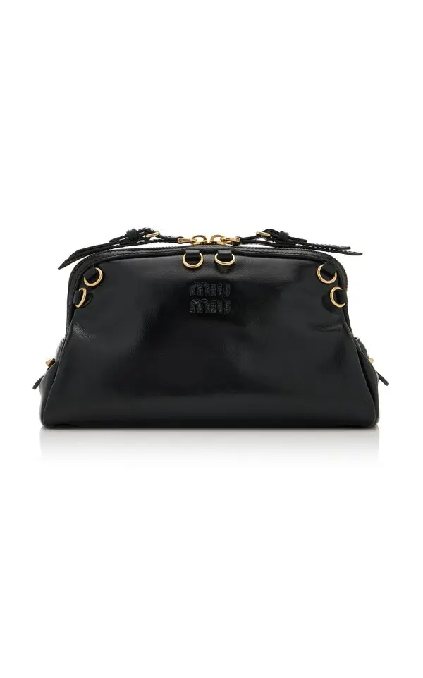 Miu Miu Leather Clutch With Shoulder Strap