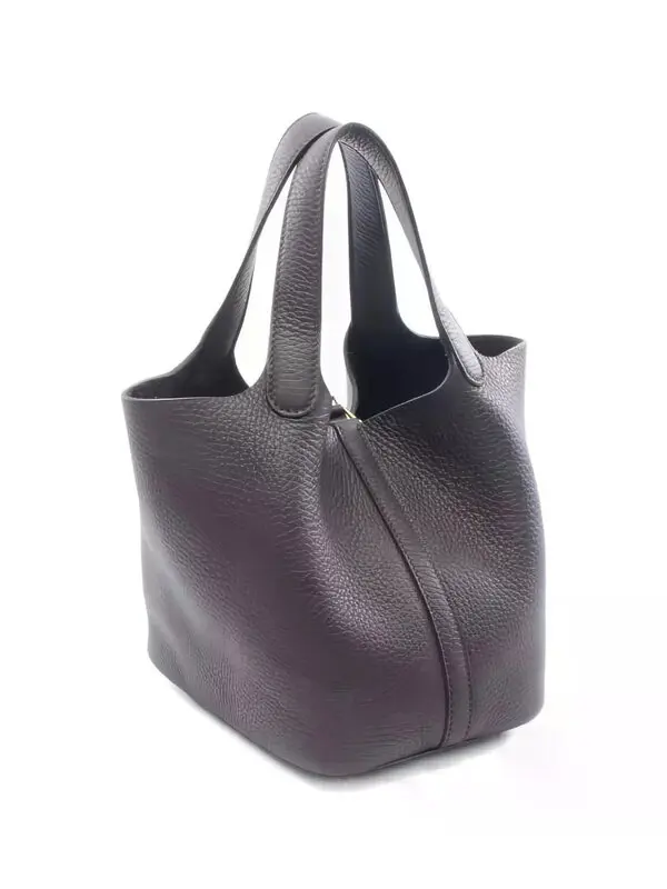 Hermès Pm Picotin Lock Leather Handbag - Grey
