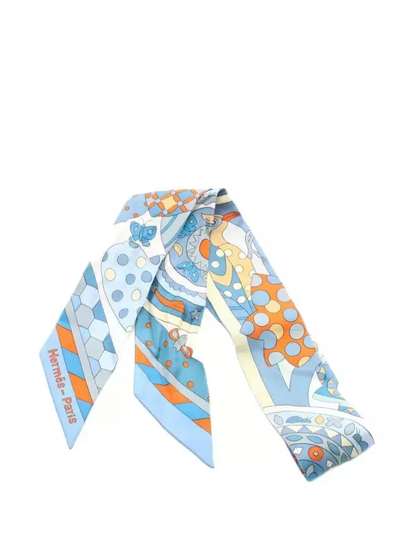 Hermès 2000s Les Murmures De La Foret Ribbon Scarf - Blue