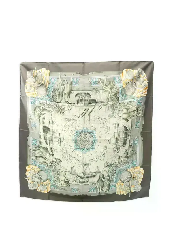 Hermès 2000s Graphic Silk Scarf - Neutrals