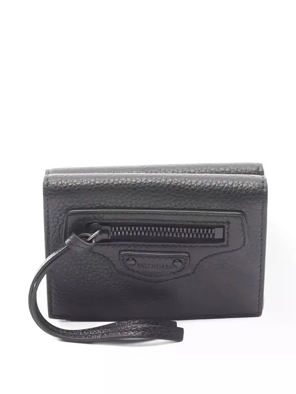 Balenciaga Leather Trifold Wallet - Black