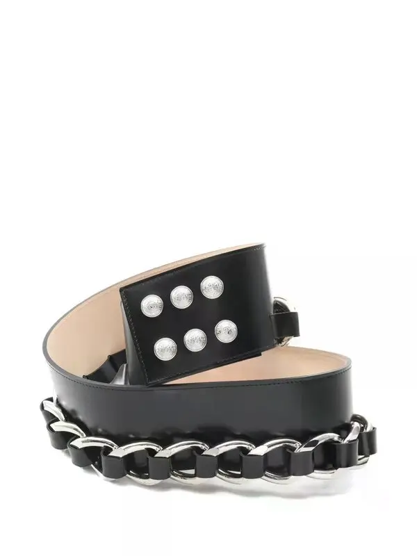 Balmain 2010s Chain Leather Belt - Black