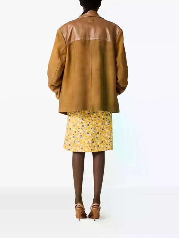 Miu Miu Midi Flower-print Buttoned Poplin Dress - Yellow