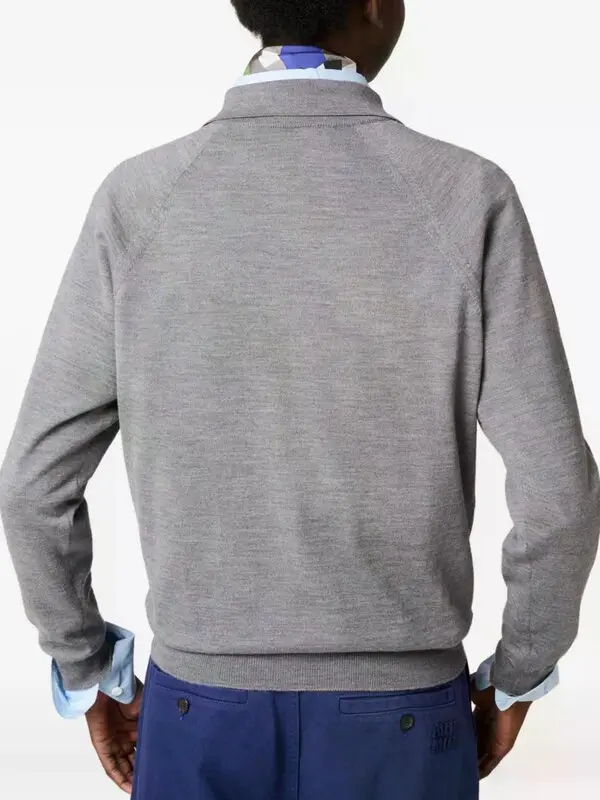 Miu Miu Polo Collar Fine Wool Sweater - Grey