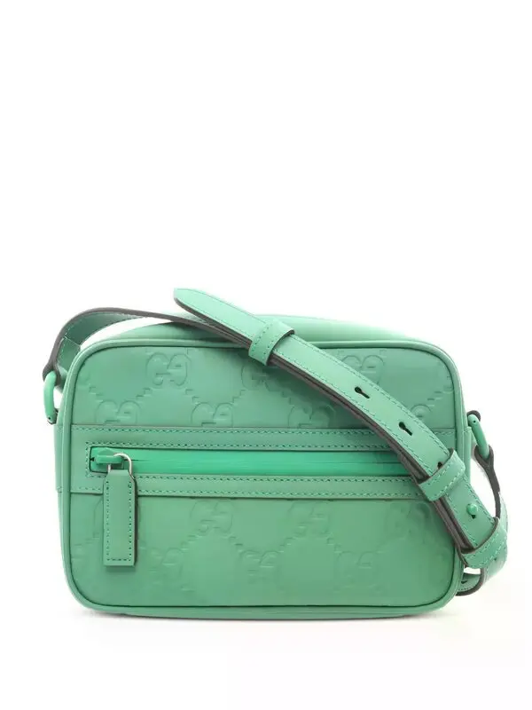 Gucci 2010s Rubber Effect Mini Embossed Shoulder Bag - Green