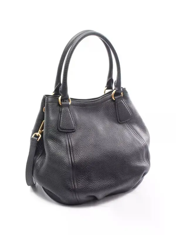 Prada Triangle Logo Leather Tote Bag