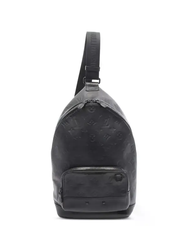LOUIS VUITTON Monogram Embossed Leather Sling Bag - Black