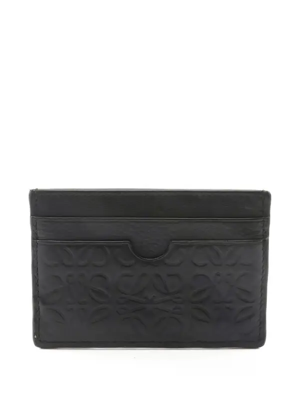 Loewe 2010s Anagram Leather Card Case - Black