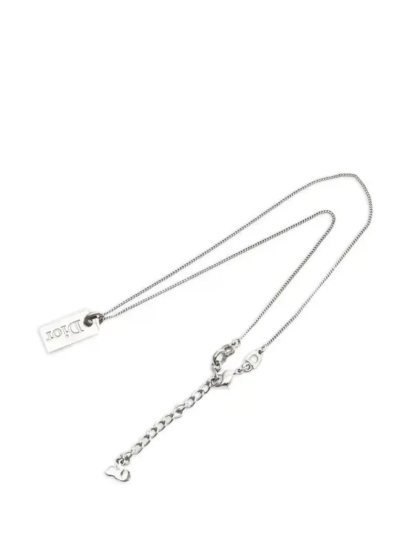 Dior 2010s Logo Plate Necklace - Silver