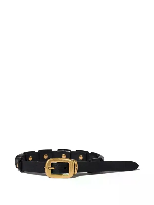 Miu Miu Buckled Leather Bracelet - Black