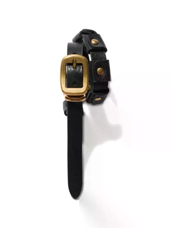 Miu Miu Leather Buckle Bracelet - Black