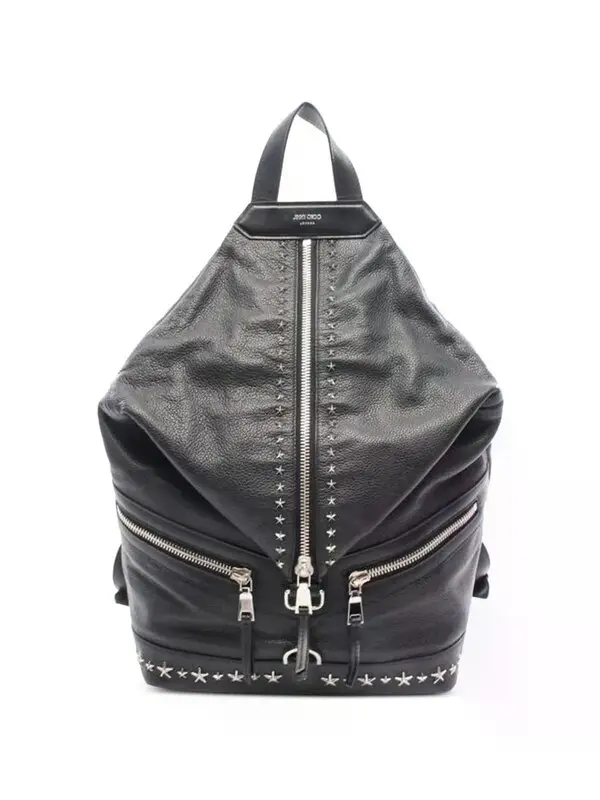 JIMMY CHOO 2010s Fitzroy Star Studs Leather Backpack - Black