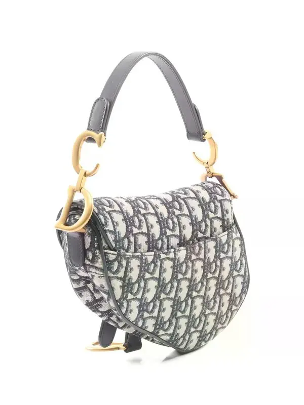 Dior 2010s Mini Saddle Jacquard Shoulder Bag - Blue