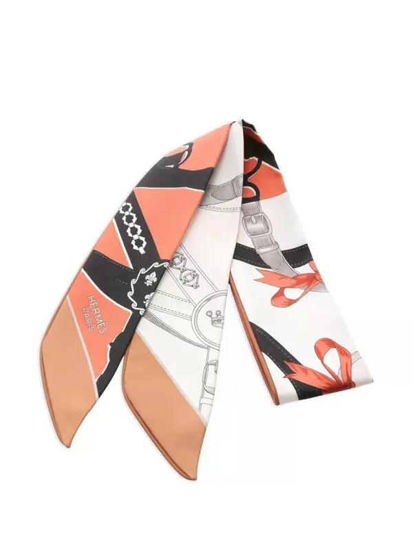 Hermès La Promenade Du Matin Silk Ribbon Scarf - Orange
