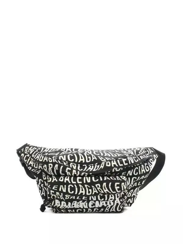 Balenciaga 2010 Wheel Logo Pattern Belt Bag - Black