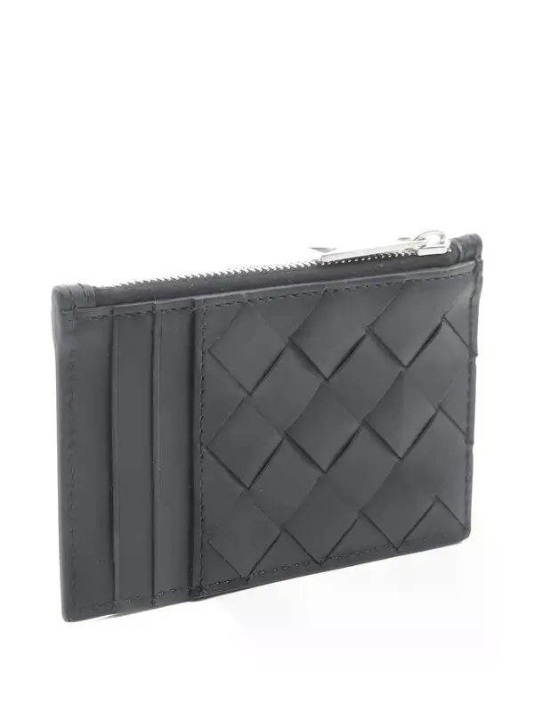 Bottega Veneta Intrecciato Zip Leather Card Case - Black