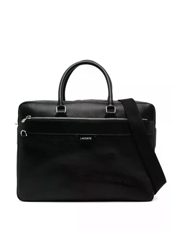 Lacoste Debossed Logo Top Handle Laptop Bag - Black